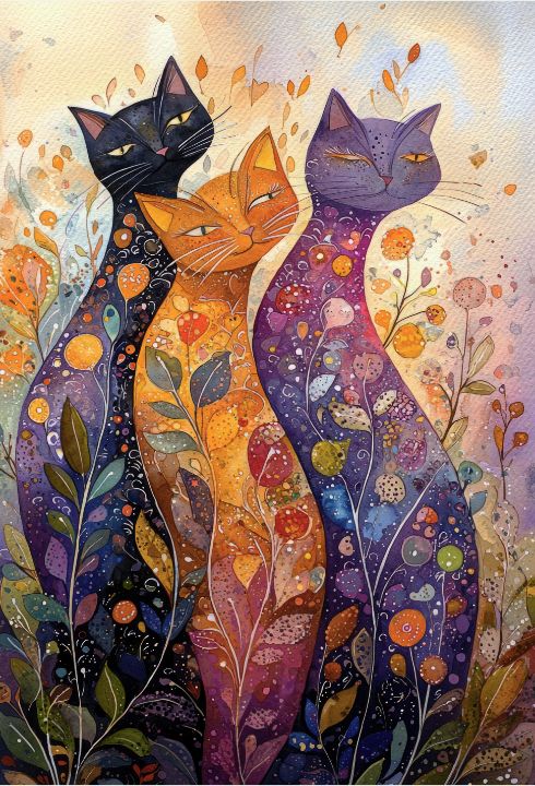 Cool To Be Cats - Alan Thompson Art - Paintings & Prints, Animals ...