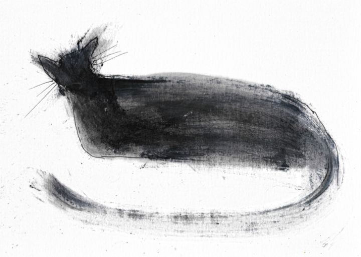 Minimalist Cat "Disinterested" - The People's Dog - Paintings & Prints ...