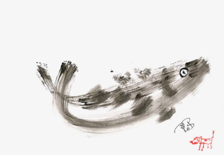 Calligraphy Fish - The People's Dog - Paintings & Prints, Animals ...