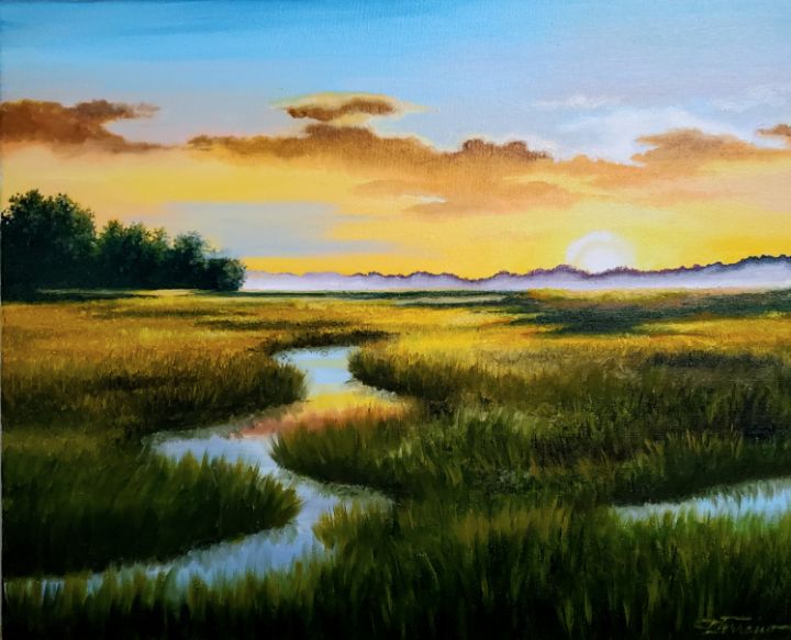 Sunset on marsh - Studio Nova - Paintings & Prints, Landscapes & Nature ...