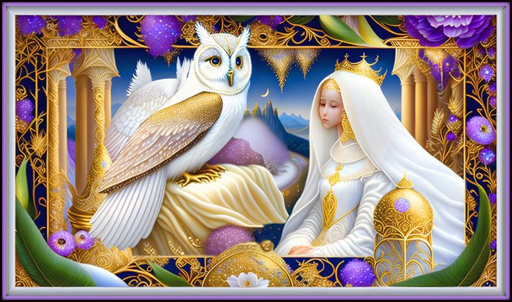 Whimsical Owl With Lady - constance lowery - Digital Art & AI, Fantasy ...