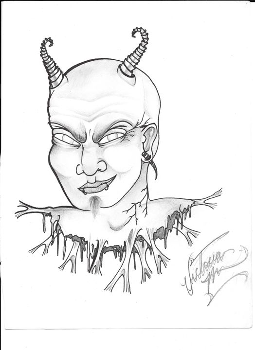 Demon Ripping Skin - Custom Art.inked - Drawings & Illustration ...