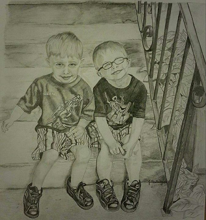 Twin boys - Jennifer Rodriguez - Drawings & Illustration, People ...