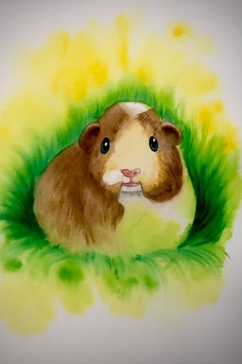 Watercolor - Guinea Pig - Online Lesson Demo Works - Paintings & Prints ...