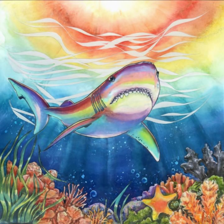 Pictures of a shark in watercolor - Kemo - Digital Art & AI, Animals ...