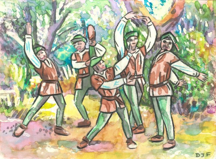 Men in Tights - Deborah Forrest - Drawings & Illustration, Humor ...