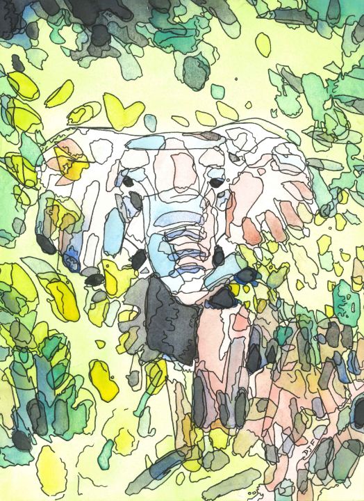 Elephant in Brush - Deborah Forrest - Paintings & Prints, Animals ...