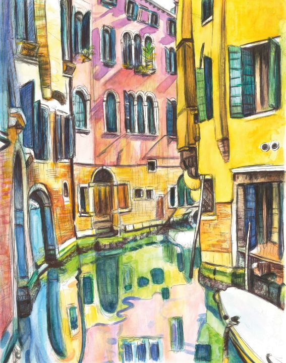 Narrow Venetian Canal - Deborah Forrest - Paintings & Prints, Places ...