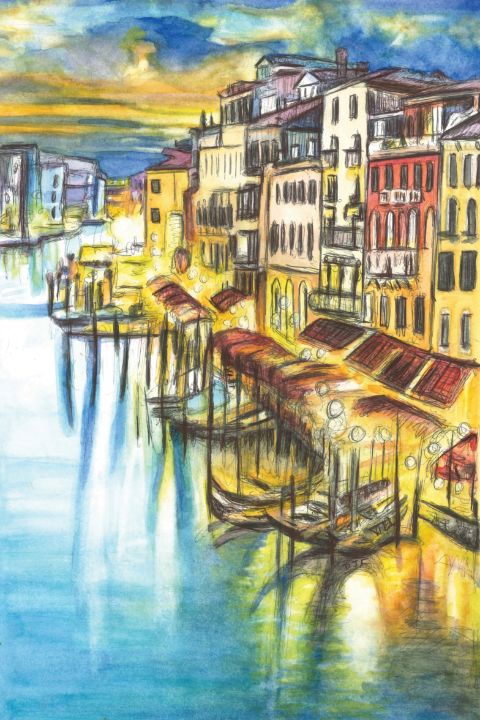 Venice at Dusk - Deborah Forrest - Paintings & Prints, Places & Travel ...