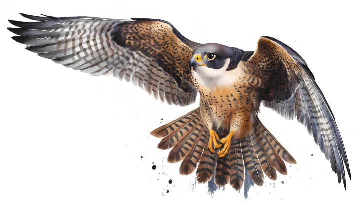 Peregrine falcon bird in watercolor - The bright moon - Digital Art ...