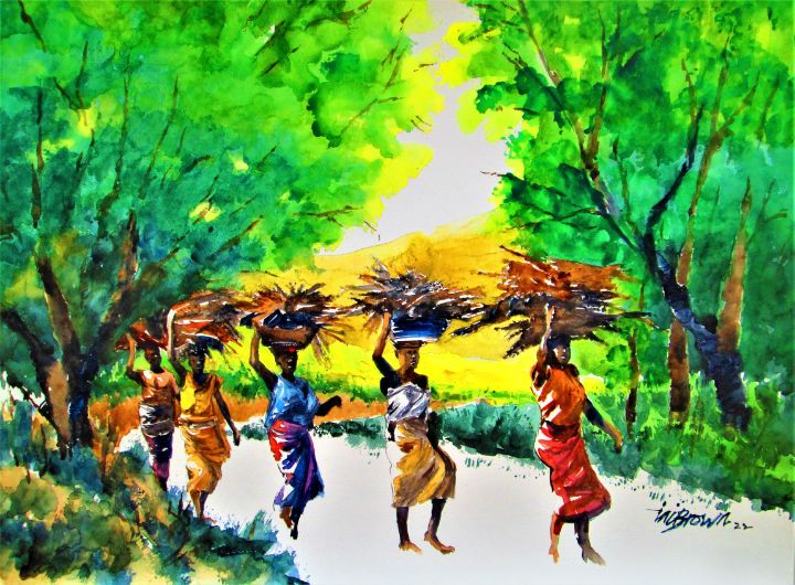 Firewood - Ini Brown - Paintings & Prints, Ethnic, Cultural, & Tribal ...
