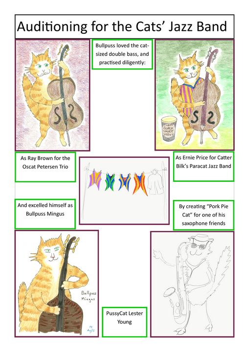 Double Bass Cat with jazz greats - Louisa's Ginger Nuts - Drawings ...