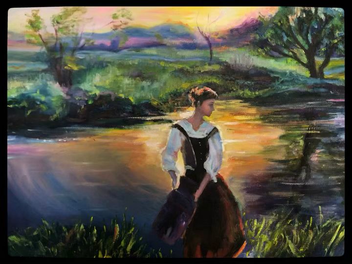 Sunset - Ann Ren - Paintings & Prints, Landscapes & Nature, Lakes ...