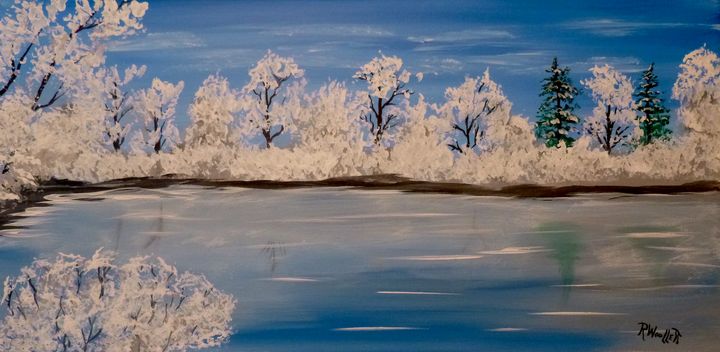 Snow Pond - rwoollett - Paintings & Prints, Landscapes & Nature ...