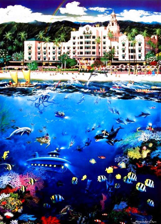 Alexander Chen Waikiki Beach - LPM Art Gallery - Paintings & Prints ...