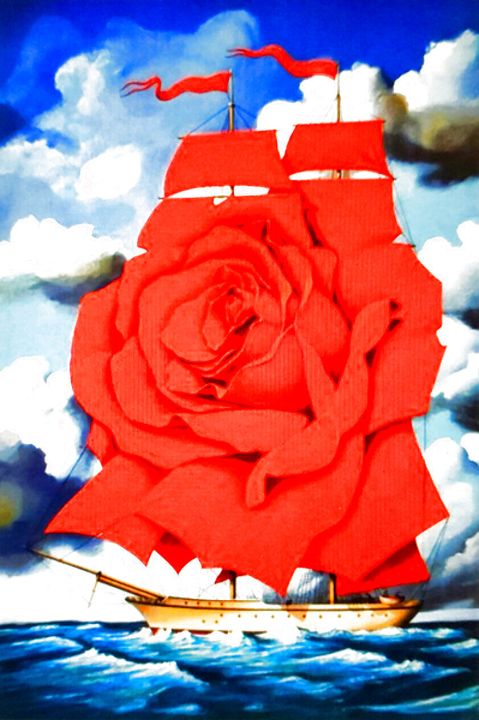 Rafal Olbinski "Red Rose Ship " - LPM Art Gallery - Paintings & Prints ...