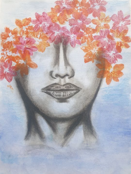 flower crown - Kristine - Drawings & Illustration, People & Figures ...