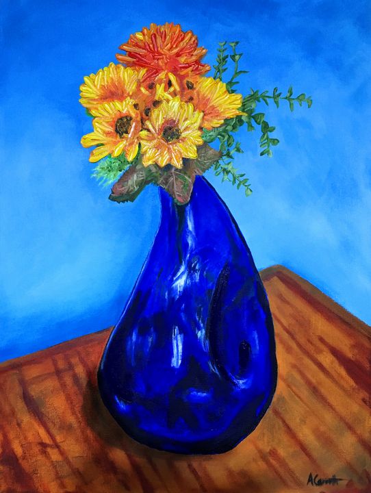 Sunflowers in the Blue vase - Andy Carruth Art - Paintings & Prints ...