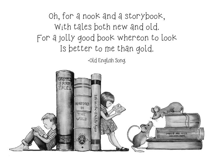 Kids Reading Books, Mice, Poem - Joyce's Art - Drawings & Illustration ...