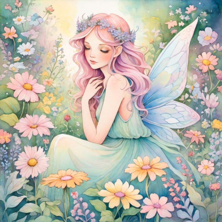 Fairy In A Flower Garden 1 - Fantastic Designs - Paintings & Prints ...