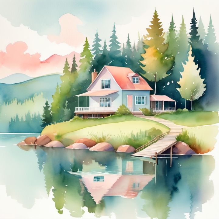House with a forest and lake view - Fantastic Designs - Digital Art ...