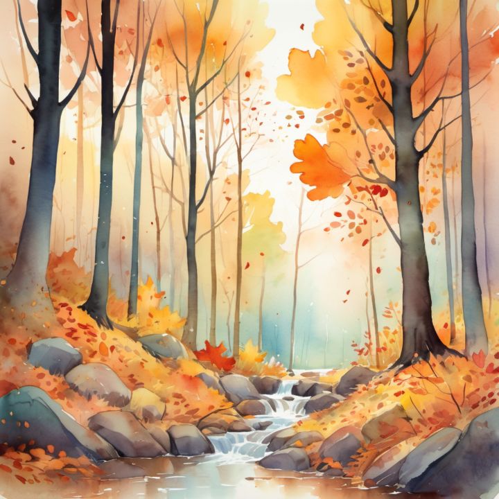 An autumn scene with falling leaves - Fantastic Designs - Digital Art ...