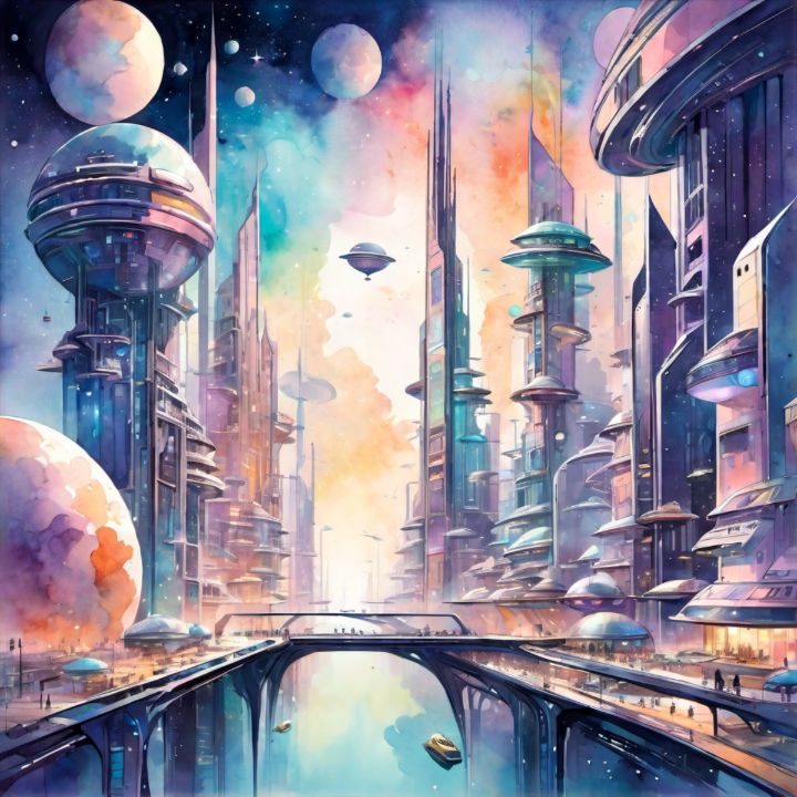 Outer Space City - Fantastic Designs - Digital Art & AI, Buildings ...