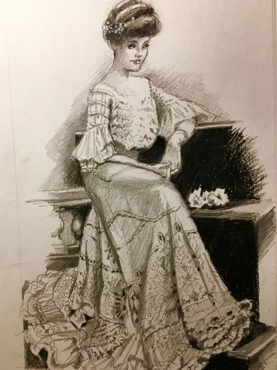 Spring Bride - Vintage Fashion Drawings - Drawings & Illustration ...