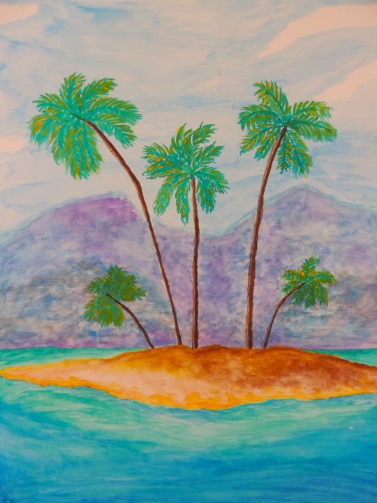 Tropical palm tree island Art - Images of Nature - Paintings & Prints ...