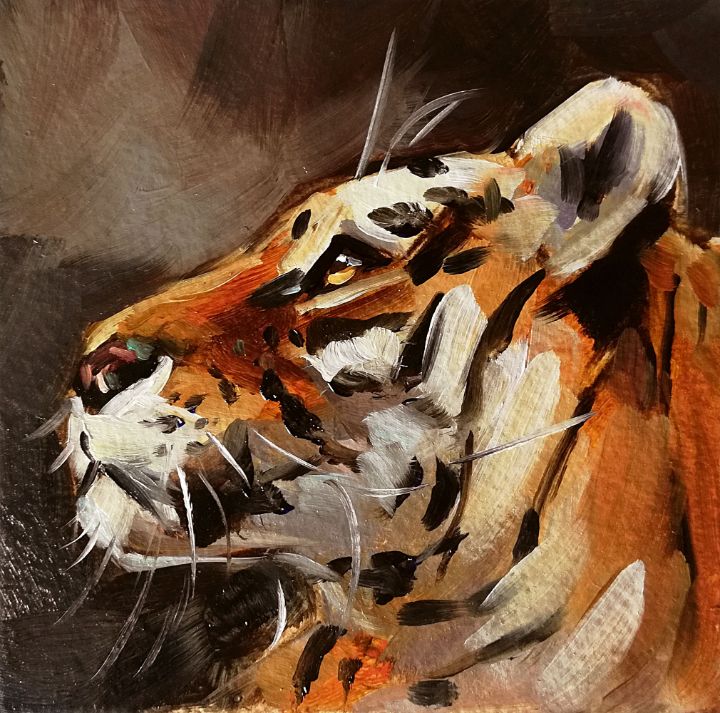 Tiger Portrait Wild Cat Art - Zhanna Kan - Paintings & Prints, Animals ...