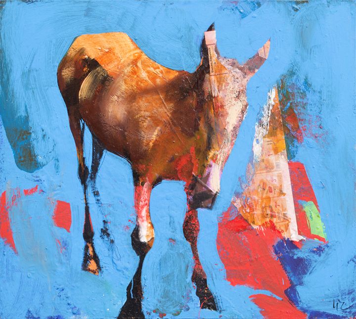 Horse on a blue background - Ivan Chakarov - Paintings & Prints ...