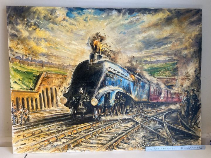 Gresley A4 Mallard at full speed - Stephen J Harvey - Paintings ...