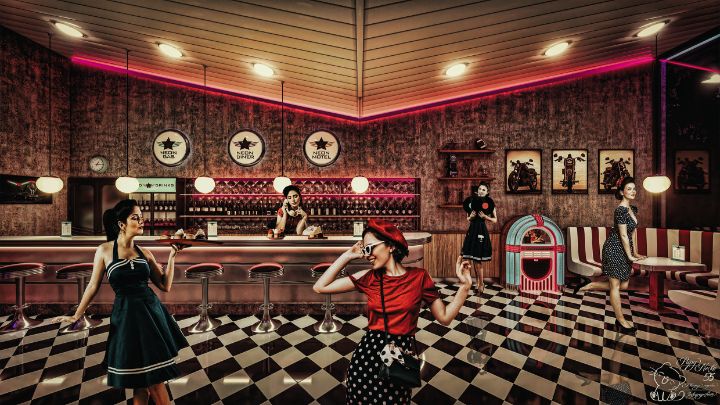 pin-up restaurant - Papyneko55 - Digital Art, People & Figures ...