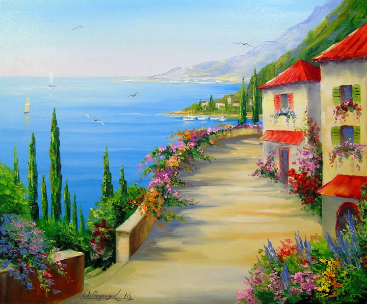 The town by the sea - Olha Darchuk - Paintings & Prints, Buildings ...
