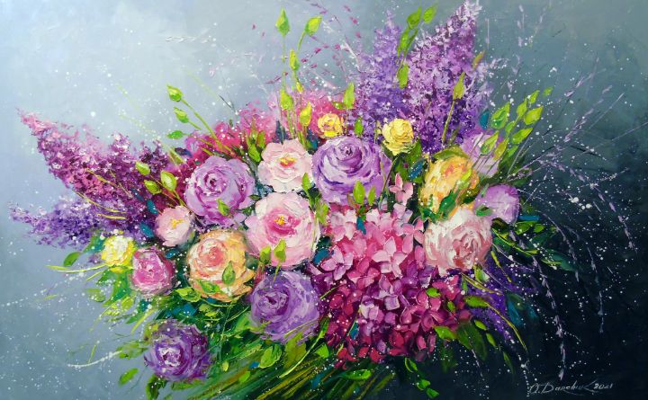 A bouquet of roses for her - Olha Darchuk - Paintings & Prints, Flowers ...