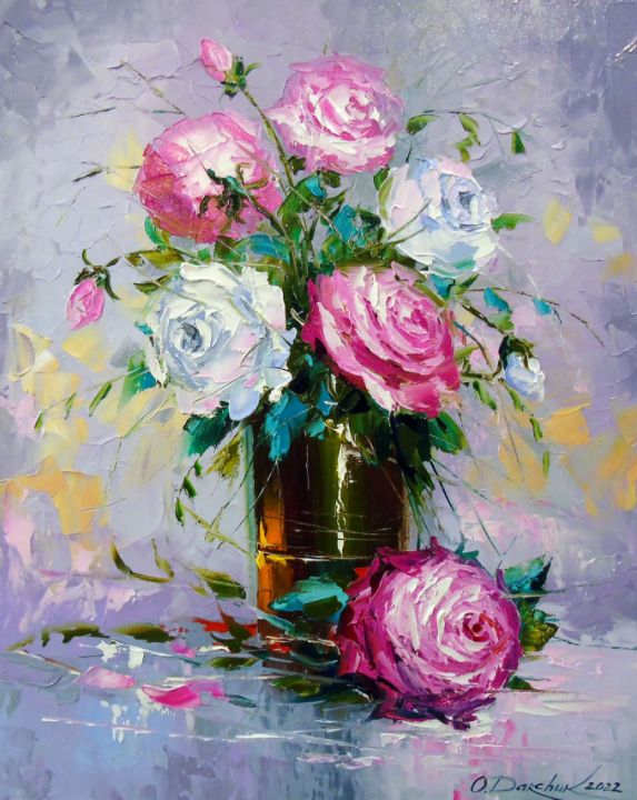 A bouquet of morning roses - Olha Darchuk - Paintings & Prints, Flowers ...