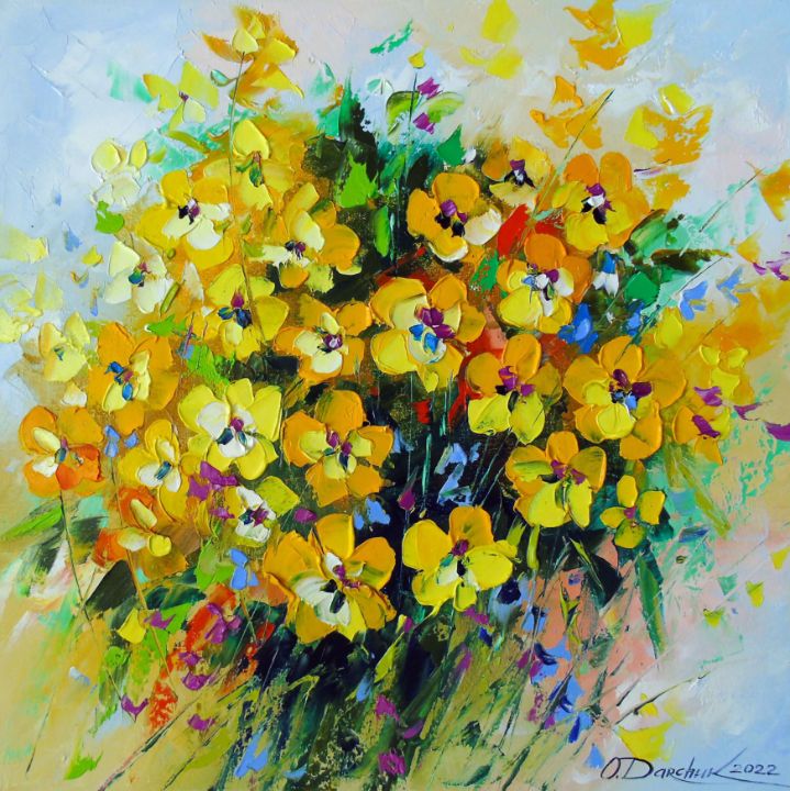A bouquet of summer yellow flowers - Olha Darchuk - Paintings & Prints ...
