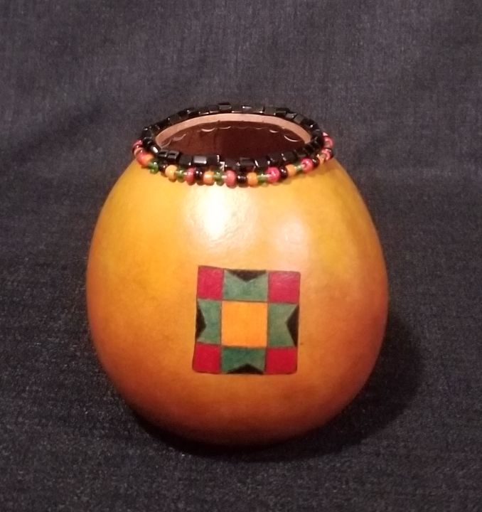 Beaded gourd bowl - Knot Just Gourds - Crafts & Other Art, Gourds - ArtPal