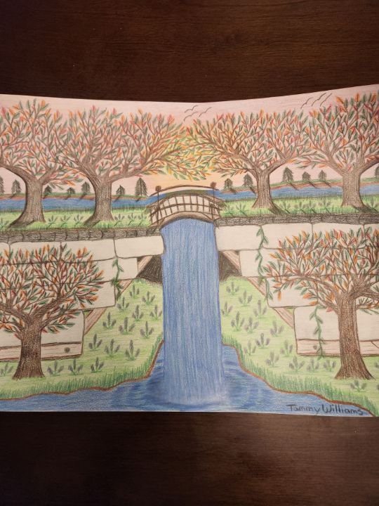 Waterfall in Fall - Williams All Types Of Art - Drawings & Illustration ...
