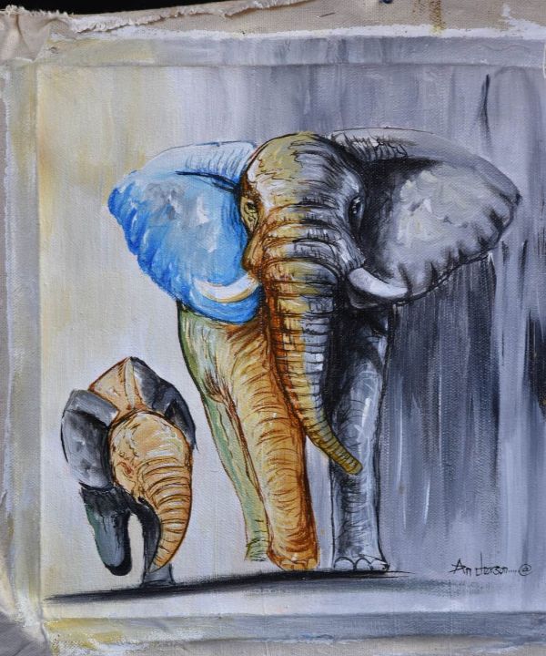 Gray Elephants - Art of Tanzania - Paintings & Prints, Animals, Birds ...