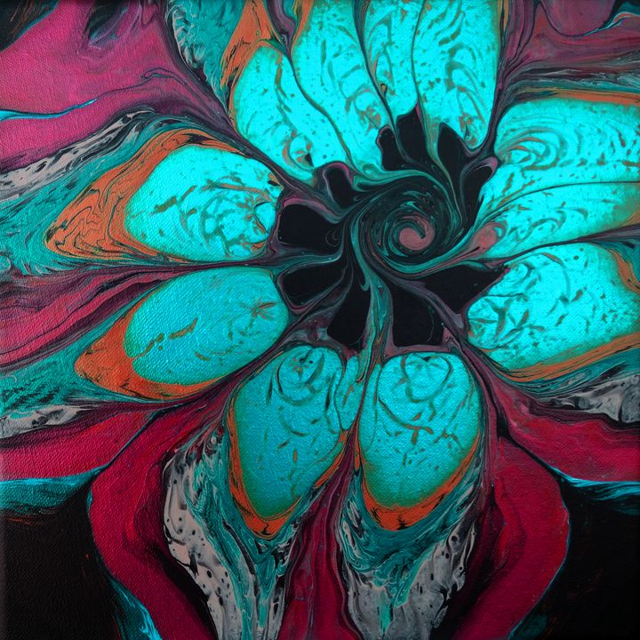 Radiating Flower (Turquoise) - Chrysi Meramveliotaki - Paintings ...