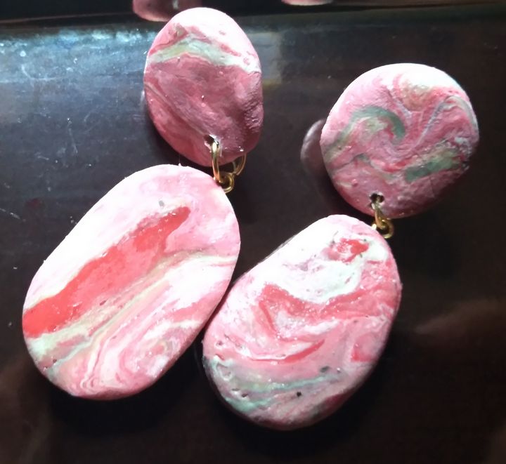 Pink marble earrings store