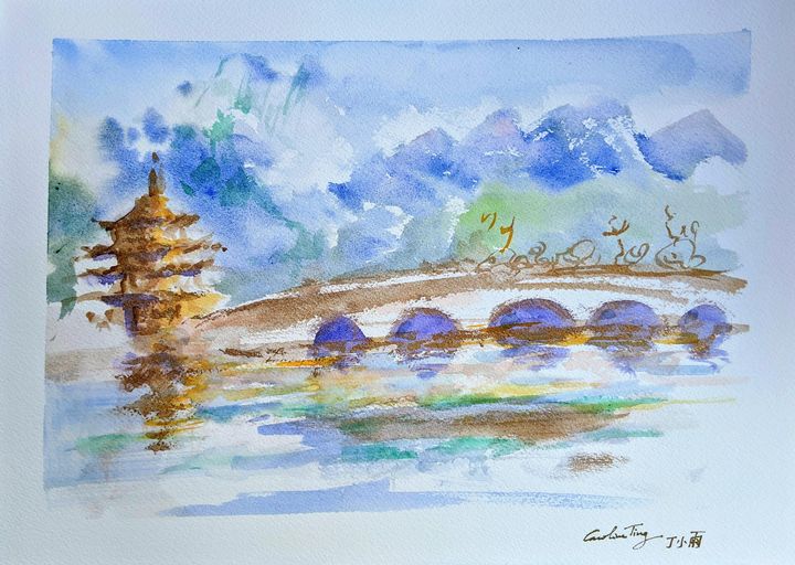 Bridge in the Mountains - Caroline Ting - Paintings & Prints ...