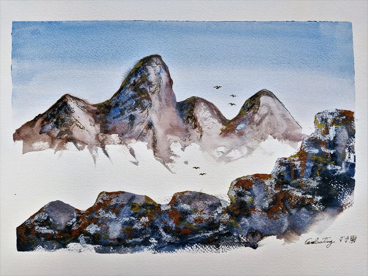 Sky Mountains - Caroline Ting - Paintings & Prints, Landscapes & Nature ...