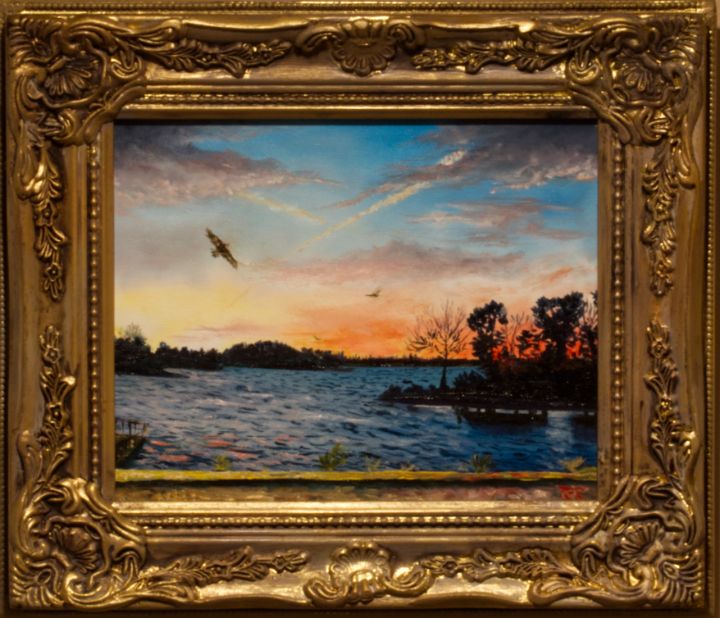 Crab Orchard Lake at Sunset - Robert Robbins Art - Paintings & Prints ...