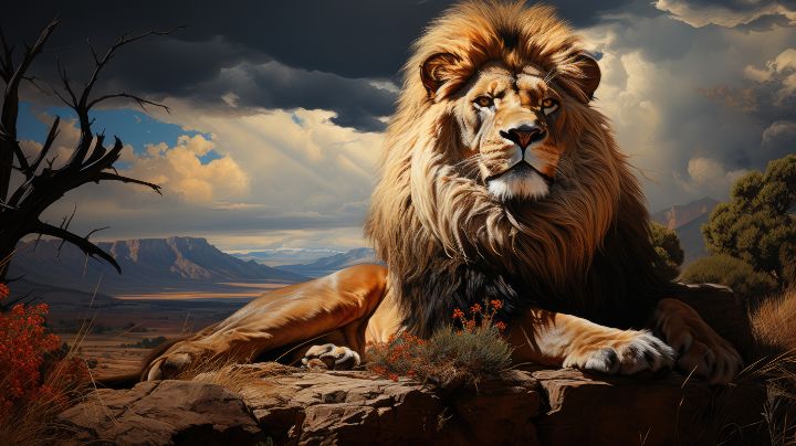 Arican Lion on top of a cliff - pbombaert - Digital Art & AI, Animals ...