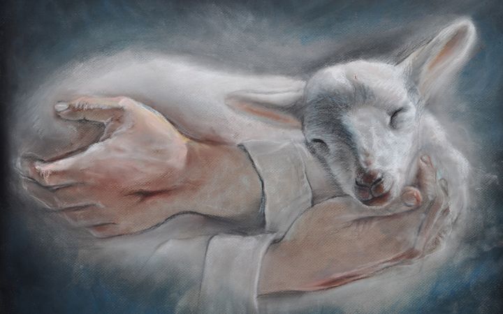 Jesus and lamb - Brian's Art - Paintings & Prints, Religion, Philosophy ...