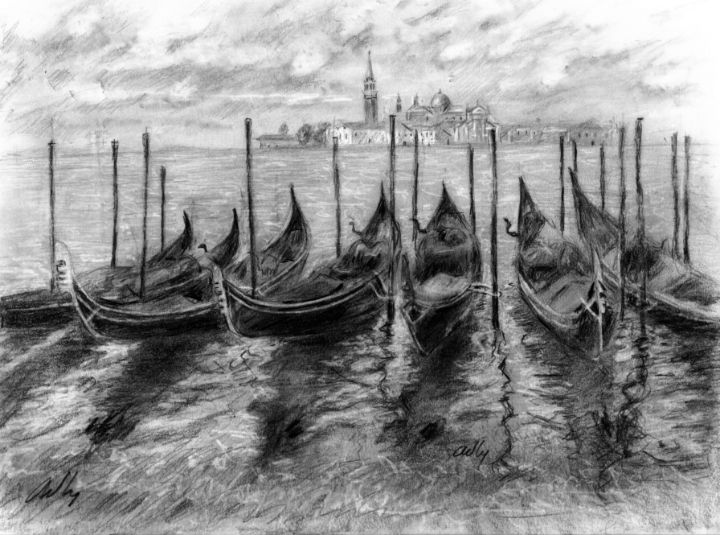 Gandolas Venice Italy - Adly's Art - Drawings & Illustration ...
