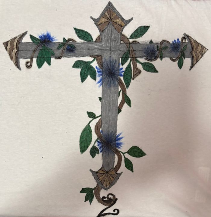 Metallic Cross with Vine - ZephyrCreations - Drawings & Illustration ...
