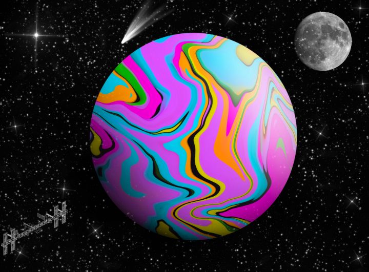 80s Themed Exoplanet - Celestial Rainbow Designs - Digital Art & AI ...